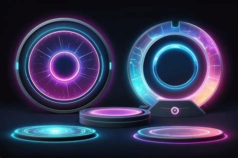 Premium Ai Image Circle Portals Teleport Hologram Gadget Blank