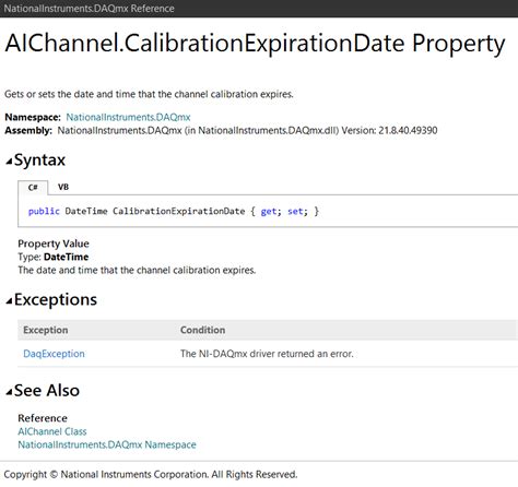 Get Calibration Expiration Date From Daqmx C Net Ni Community