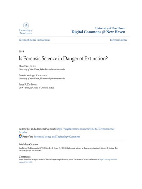 is forensic science in danger of extinct pdf forensic science dna