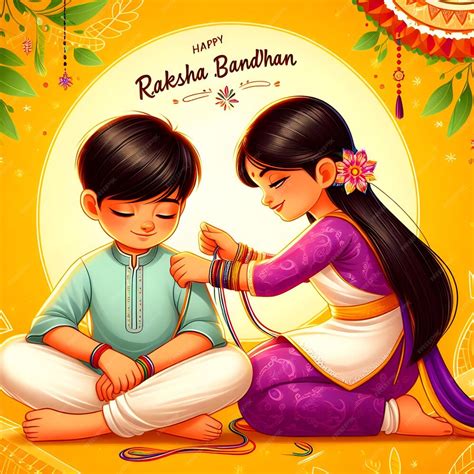 A Brother And Sister Tying Rakhi On Raksha Bandhan Happy Raksha Bandhan