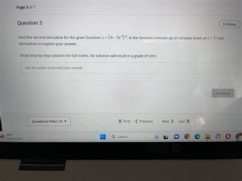 Solved Find The Second Derivative For The Given Function Chegg
