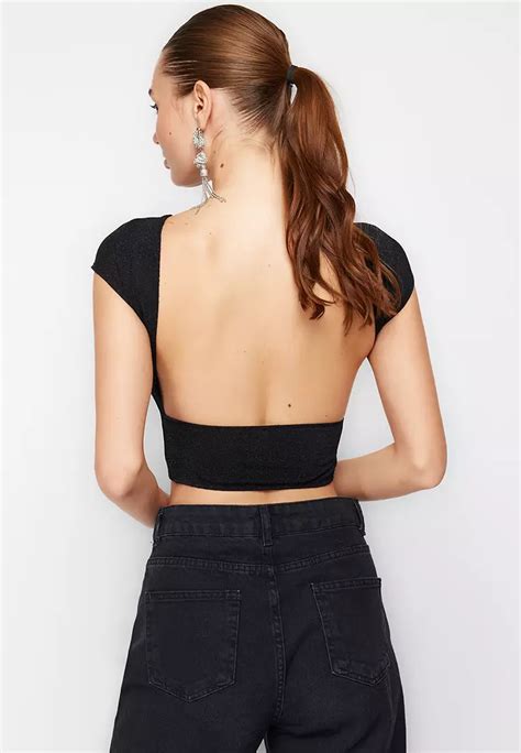 Buy Trendyol Crop Shiny Blouse 2024 Online Zalora
