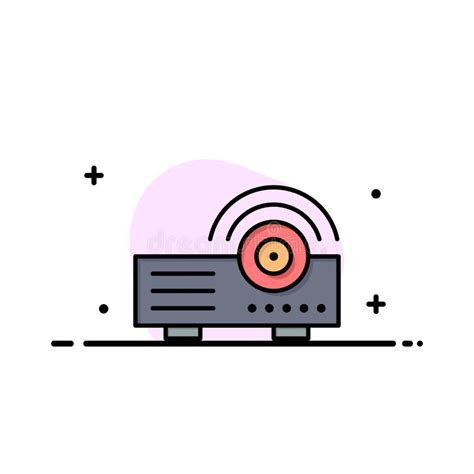 Presentation Projector Machine Service Business Flat Line Filled