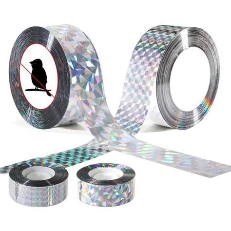 2 Rouleaux Ruban Anti Oiseaux 100m Double Face Ruban Holographique