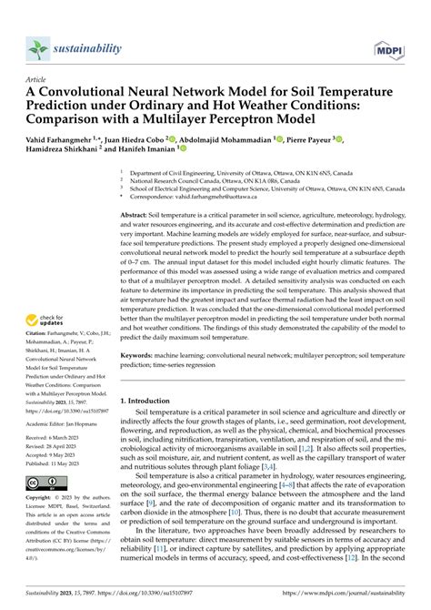 PDF A Convolutional Neural Network Model For Soil Temperature