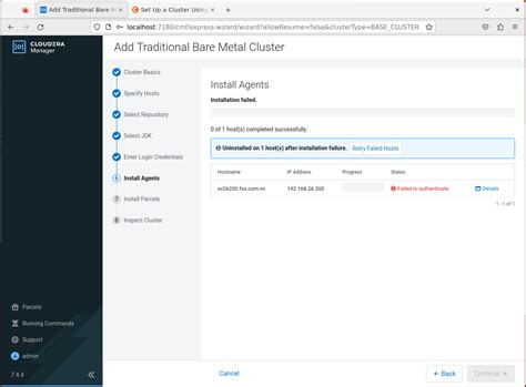 Solved Faild To Authenticate At Install Agents Step Cloudera