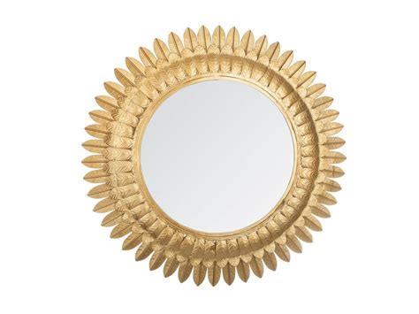 Miroir feuilles en métal Ø 70 x Ep 2 5 cm Or