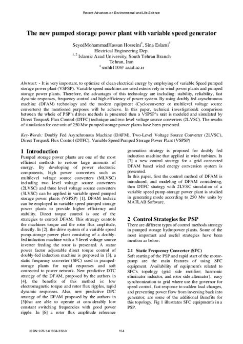 Pdf The New Pumped Storage Power Plant With Variable Speed Generator