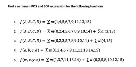 Solved Find A Minimum Pos And Sop Expression For The