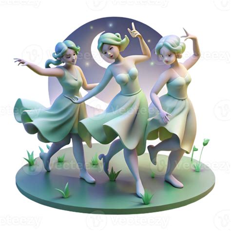 Impressive Creative A Group Of Nymphs Dancing In A Moonlit Meadow
