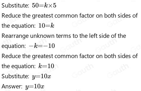 Solved Use The Given X And Y Values To Write A Direct Variation