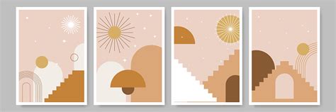 선형 보헤미안 아이콘과 기호 태양 로고 디자인 템플릿 포스터와 소셜 미디어 게시물에 대한 현대적인 미니멀 한 스타일의 장식을위한 추상적 인 디자인 요소 0명에 대한 스톡