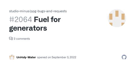 Fuel For Generators Issue Studio Minus Ppg Bugs And Requests