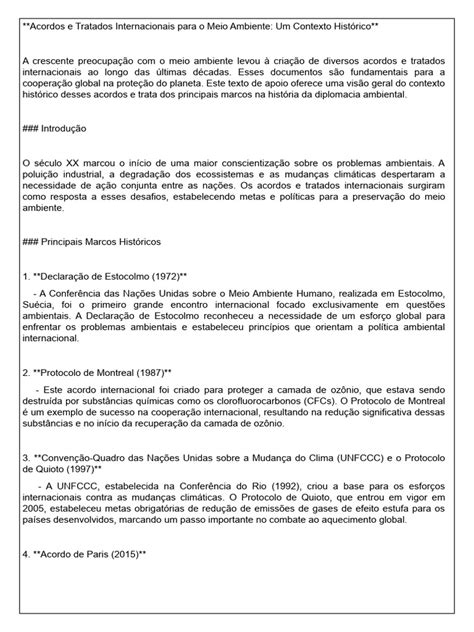 Acordos E Tratados Internacionais Para O Meio Ambiente 3º Ano 2305