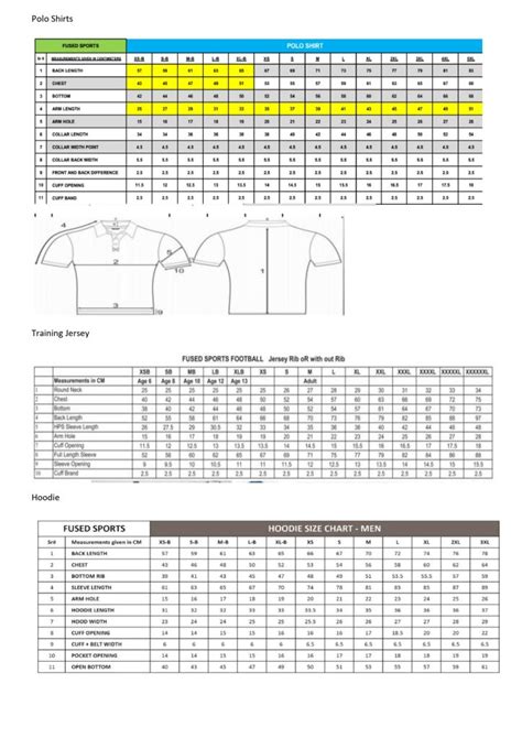 Leisure Wear Sizing Page Windscale Afc