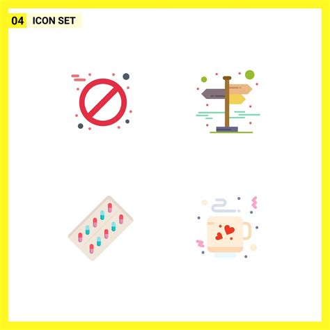 Set Of 4 Modern Ui Icons Symbols Signs For Aspirin Drugs City Left