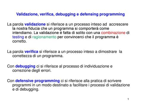 Validazione Verifica Debugging E Defensing Programming Ppt Scaricare
