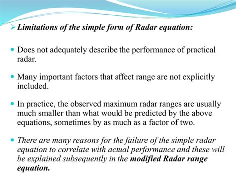 Radar Systems Unit I Basics Of Radar PPTX Physics Science