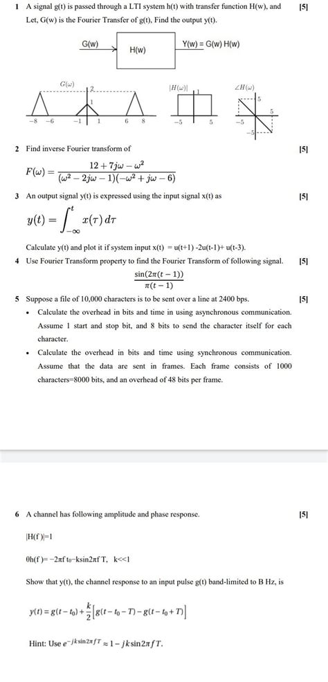 Solved A Signal G T Is Passed Through A Lti System H T Chegg