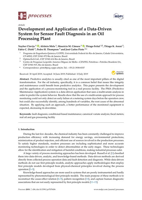 Pdf Development And Application Of A Data Driven System For Sensor Fault Diagnosis In An Oil