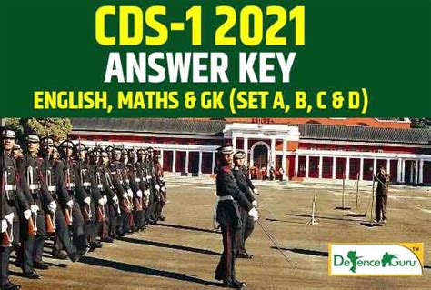 Cds 1 2021 Answer Key Of Gk Maths And English Accurate