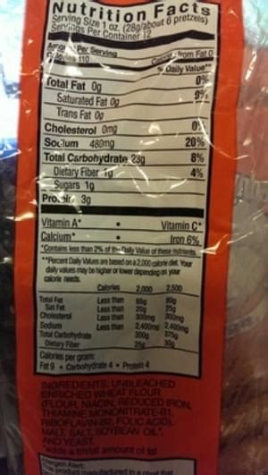 Pennysticks Pretzels 12 Oz Nutrition Information Innit
