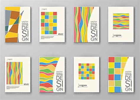Set Of Abstract Design Templates Geometric Modern Backdrop Vector