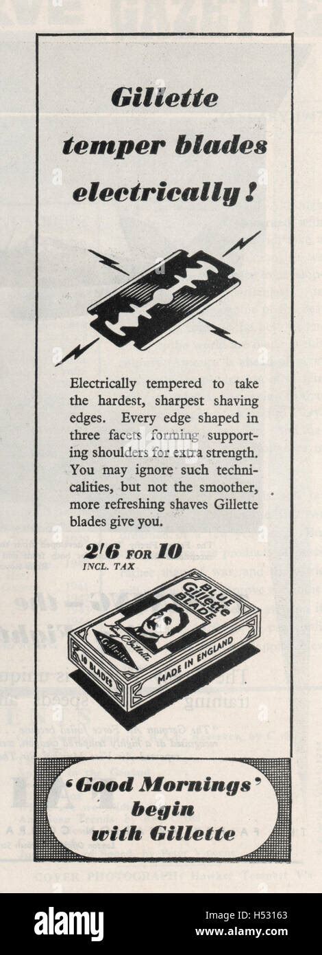 Vintage Magazine Advertisement For Gillette Razor Blades With The Strap