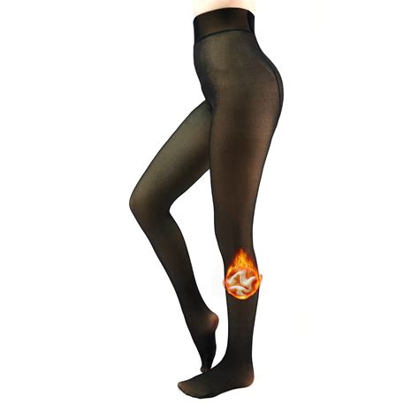 X Cheng Fleece Lined Tights Sheer Women Fake Translucent Warm