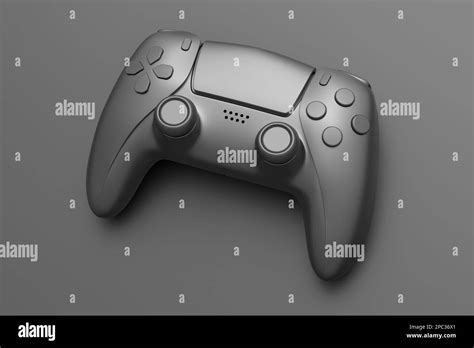 Realistic Video Game Joystick With Metallic Chrome Texture Isolated On Black Background 3d