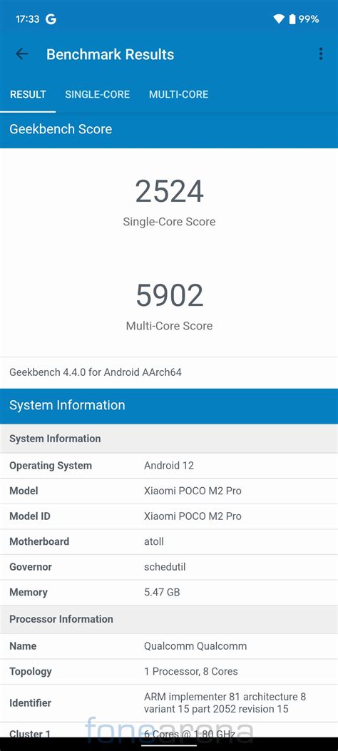 Poco M Pro Android Awaken Os Fonearena Geekbench Fone Arena