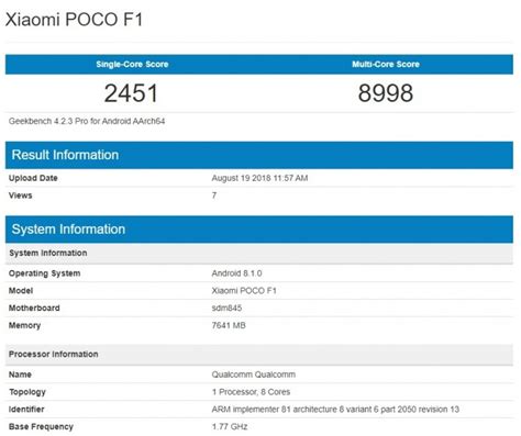 Xiaomi Pocophone F With GB RAM Appears On Geekbench GSMArena Com News