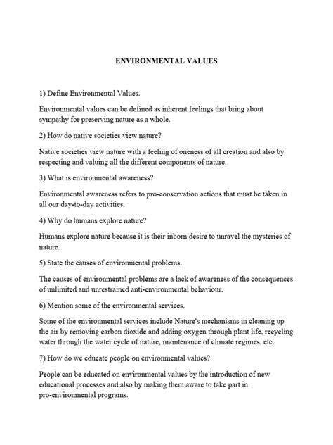 Environmental Values Pdf Nature Environmentalism