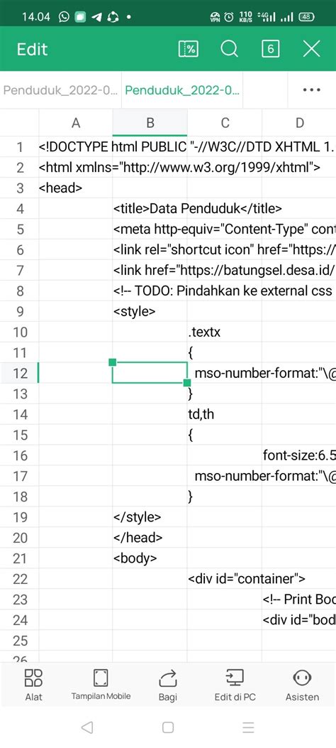 Bugerror Hasil Unduh Export Xls Dalam Format Webpage · Issue 5121