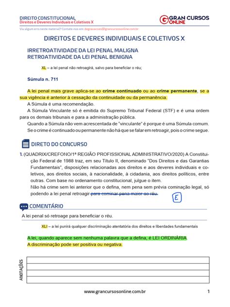 Aula 14 Direitos E Deveres Individuais E Coletivos X Pdf
