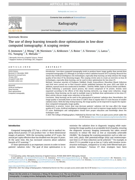 Pdf The Use Of Deep Learning Towards Dose Optimization In Low Dose Computed Tomography A