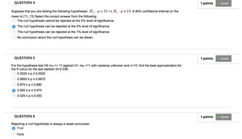 Solved QUESTION Points Saved If The P Value For A Chegg