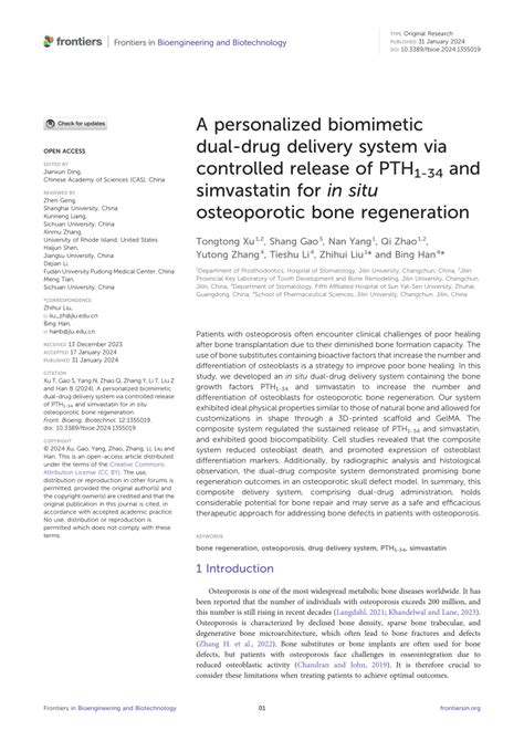 Pdf A Personalized Biomimetic Dual Drug Delivery System Via Controlled Release Of Pth1 34 And