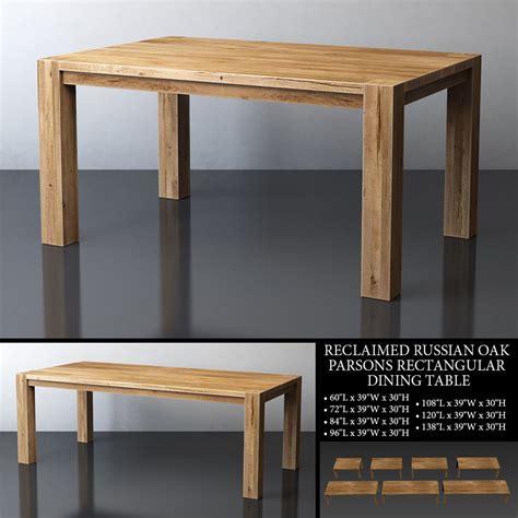 Reclaimed Russian Oak Parsons Rectangular Dining Table 3d Model Cgtrader
