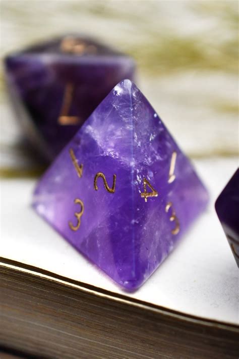 Amethyst Gemstone Dice Set Gameteeuk