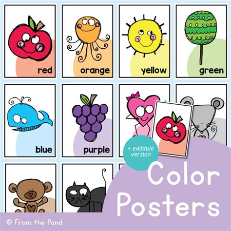 Editable Classroom Color Posters Brights Theme Learning Decor Tpt