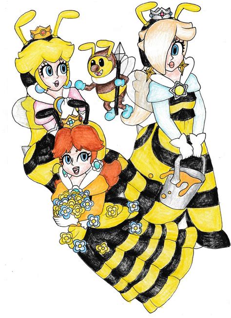 Peach Daisy And Rosalina Busy Bees By Bbq Turtle On Deviantart