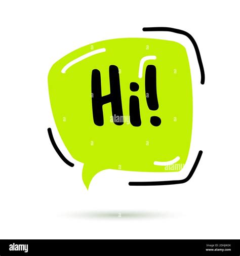 Hi. Bubble talk phrases. Hand drawn doodle speech bubbles. Bright Green thought bubbles. Vector ...