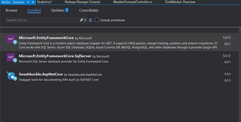 create a simple web api project with asp core and entity framework