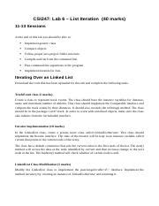Lab6 Iterable 11 13 Pdf CSI247 Lab 6 List Iteration 40 Marks 11 13 Sessions At The End Of