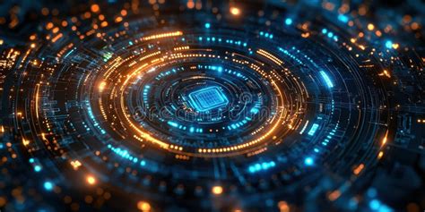 Futuristic Information Security Concept Digital Lock Glowing Circuits