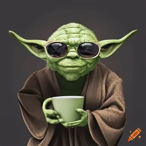 Yoda With Sunglasses And A Cup Of Coffee On Craiyon