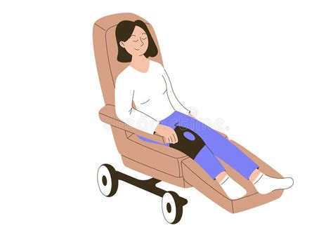 Woman Patient Sitting In Medical Chair For Rehabilitation With Knee