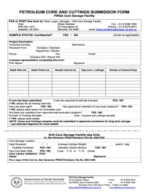 Fillable Online Pir Sa Gov Petroleum Sample Submission Form PIRSA