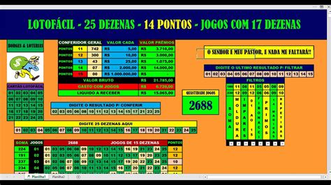 LotofÁcil 25 Dezenas 14 Pontos Jgs Com 17 Dez Filtros GrÁtis